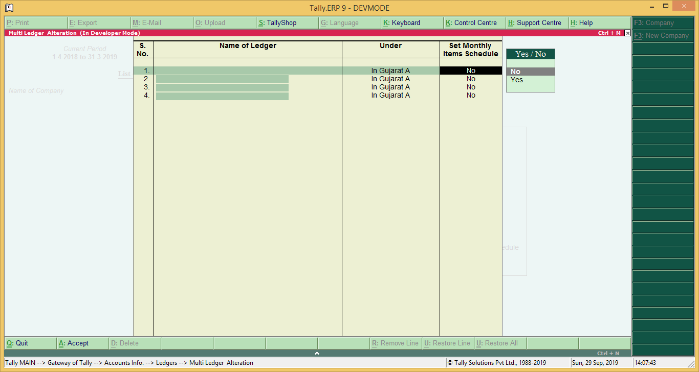 Party wise Item's Monthly Schedule - i-Soft Computer